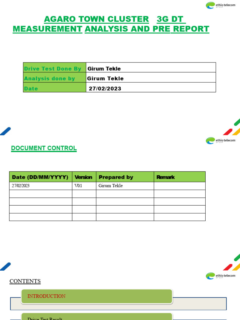 Agaro Town 3g Cluster Pre Dt Analysis Report Pdf Computing