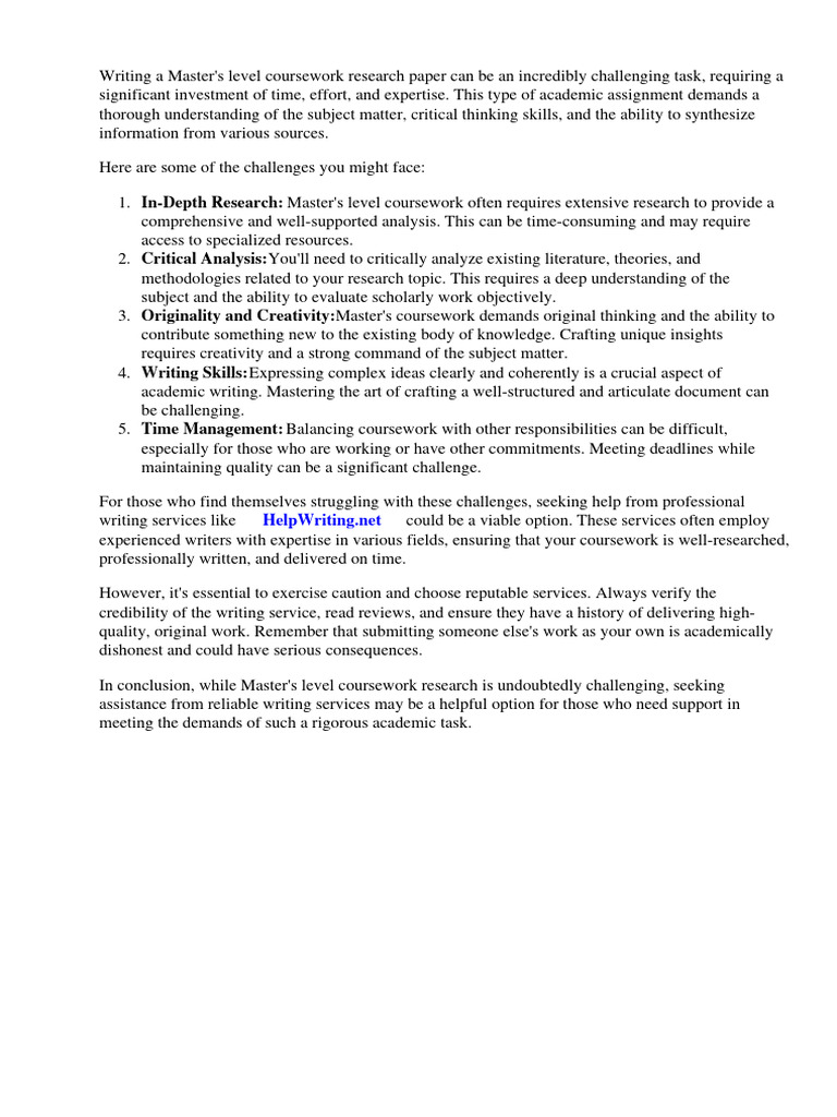 Coursework Research Master | PDF | Thesis | Academic Degree