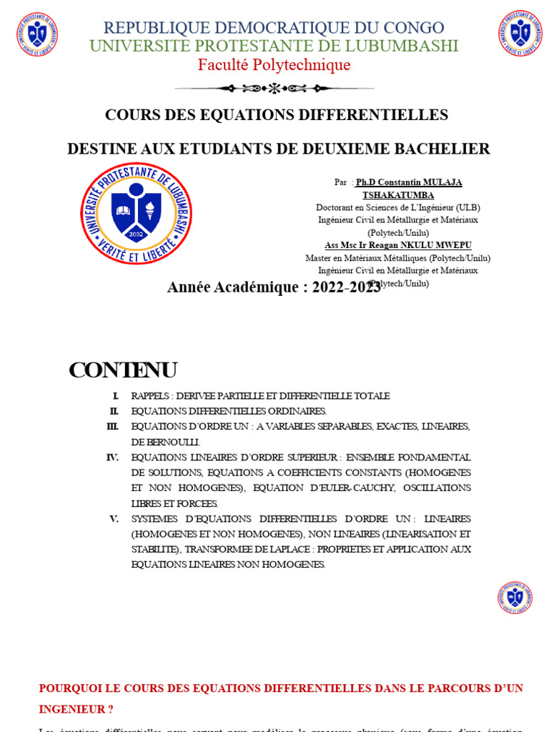 Équations Différentielles Totales et Partielle | PDF | Équations | Équation différentielle ordinaire