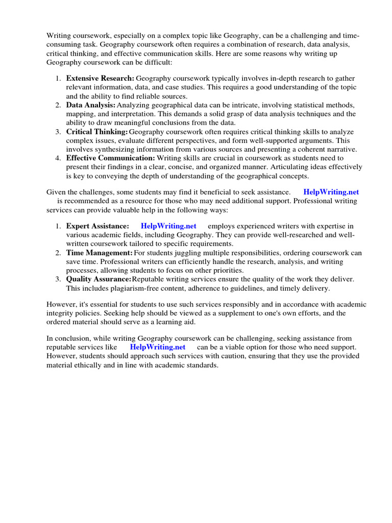 How To Write Up Geography Coursework | PDF | Geography | Critical Thinking