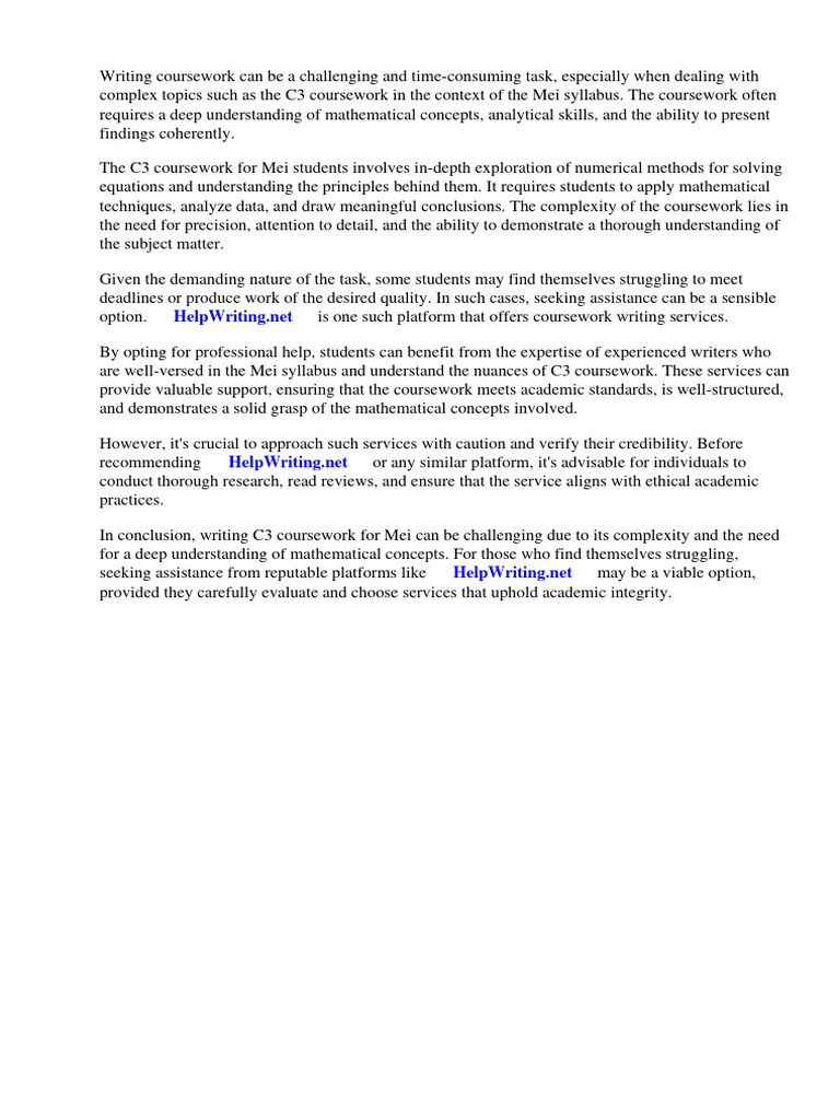 c3 Coursework Mei Student Room | PDF
