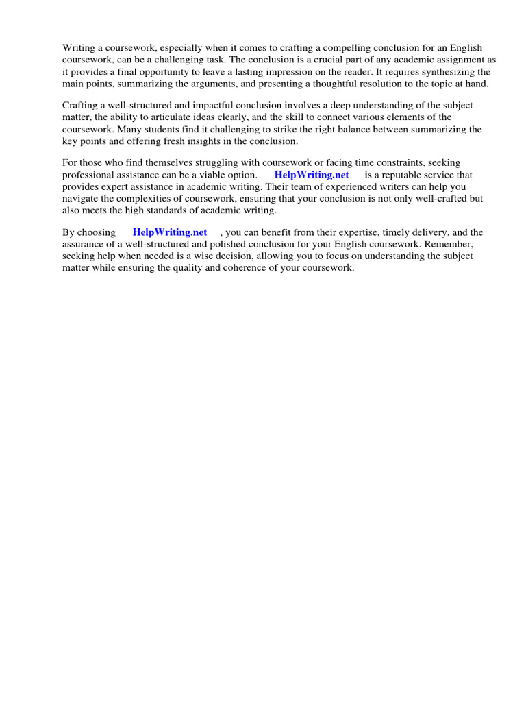 English Coursework Conclusion | PDF | Essays | Citation