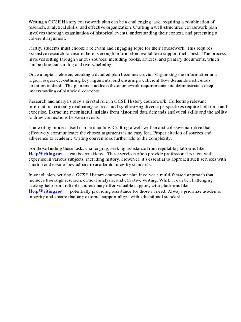 Gcse History Coursework Plan | PDF