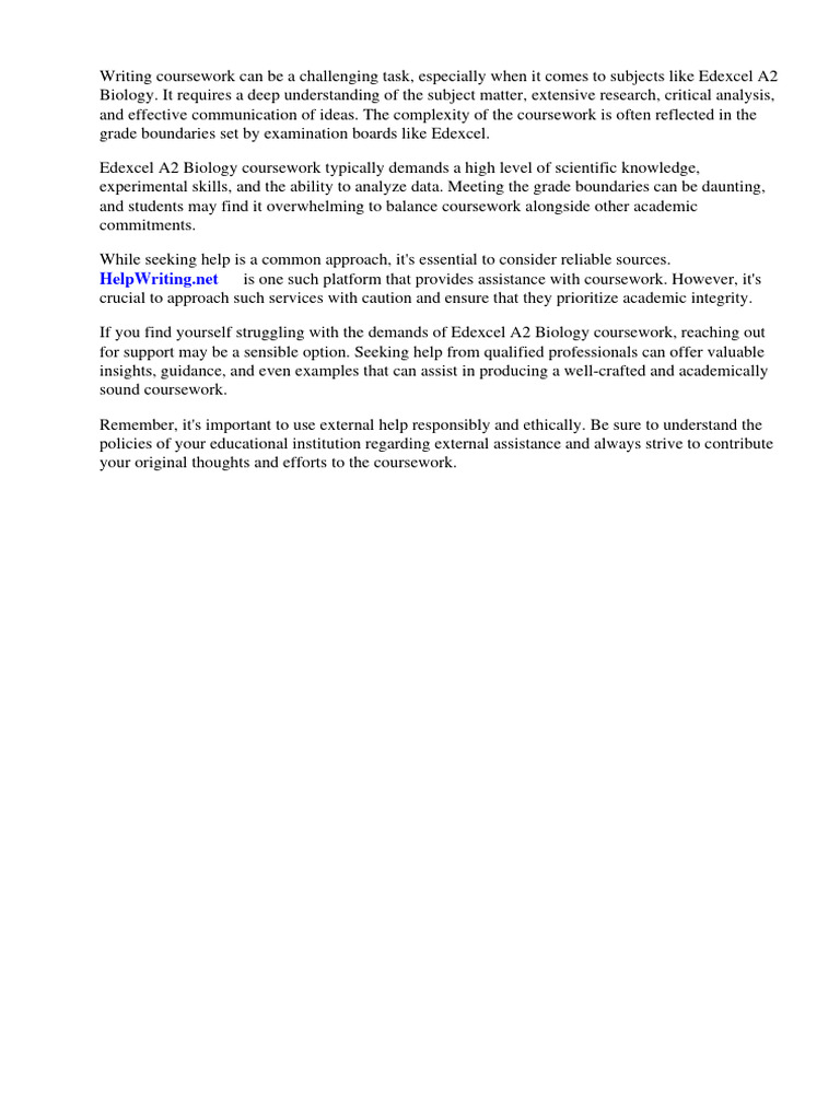 Edexcel A2 Biology Coursework Grade Boundaries | PDF | Cost Of Living | Student Assessment And ...