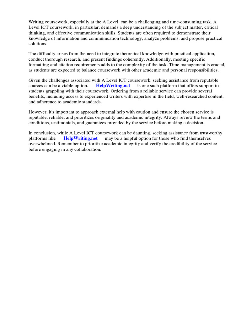 A Level Ict Coursework Example | PDF | Educational Technology | Information And Communications ...
