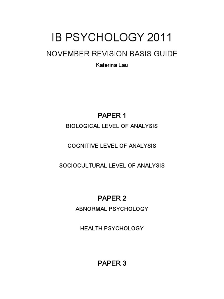 IB Psychology Revision Guide 2011 | PDF | Posttraumatic Stress Disorder ...