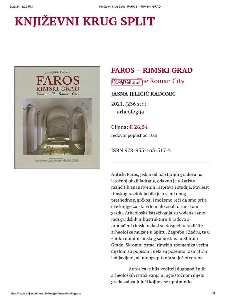 Književni Krug Split - FAROS - RIMSKI GRAD | PDF