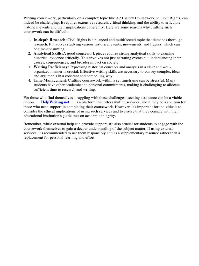 A2 History Coursework Civil Rights | PDF | Martin Luther King Jr. | Thought