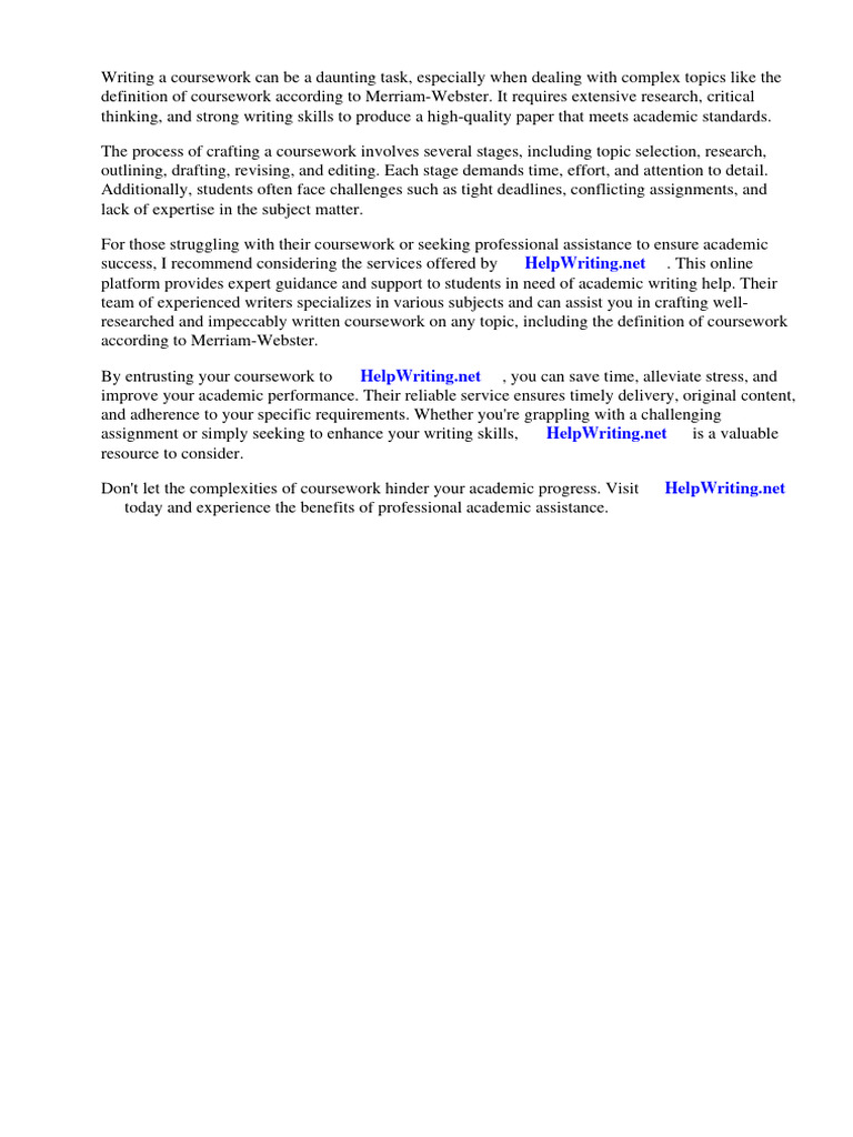 Coursework Definition Merriam | PDF | Capitalism | Essays