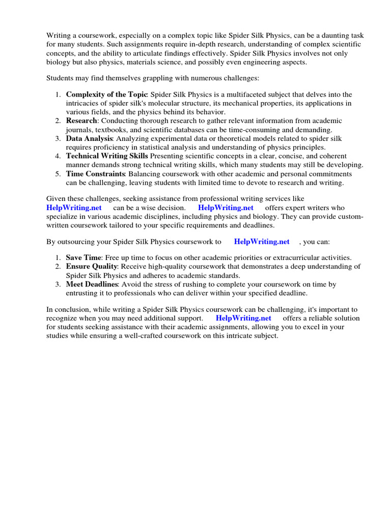 Spider Silk Physics Coursework | Download Free PDF | Silk | Physics