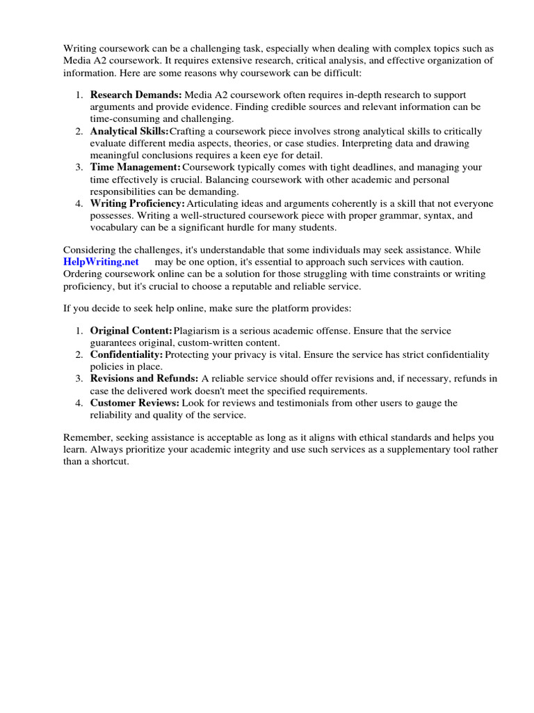 Media A2 Coursework Examples | PDF