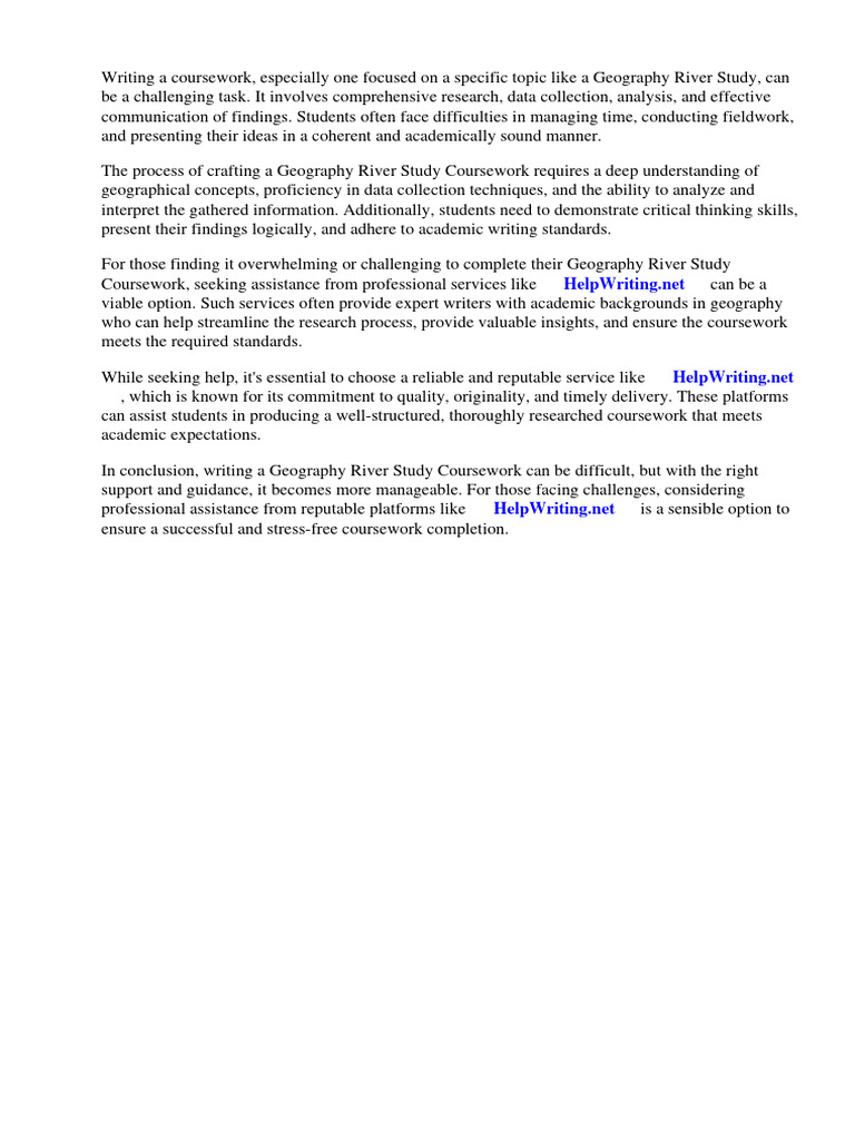 Geography River Study Coursework | PDF | River | Geography