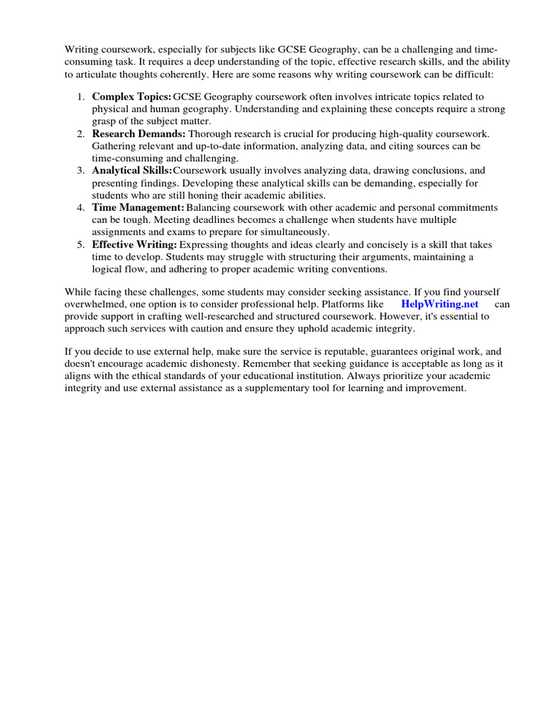Gcse Geography Help With Coursework | PDF | Thought | Tourism