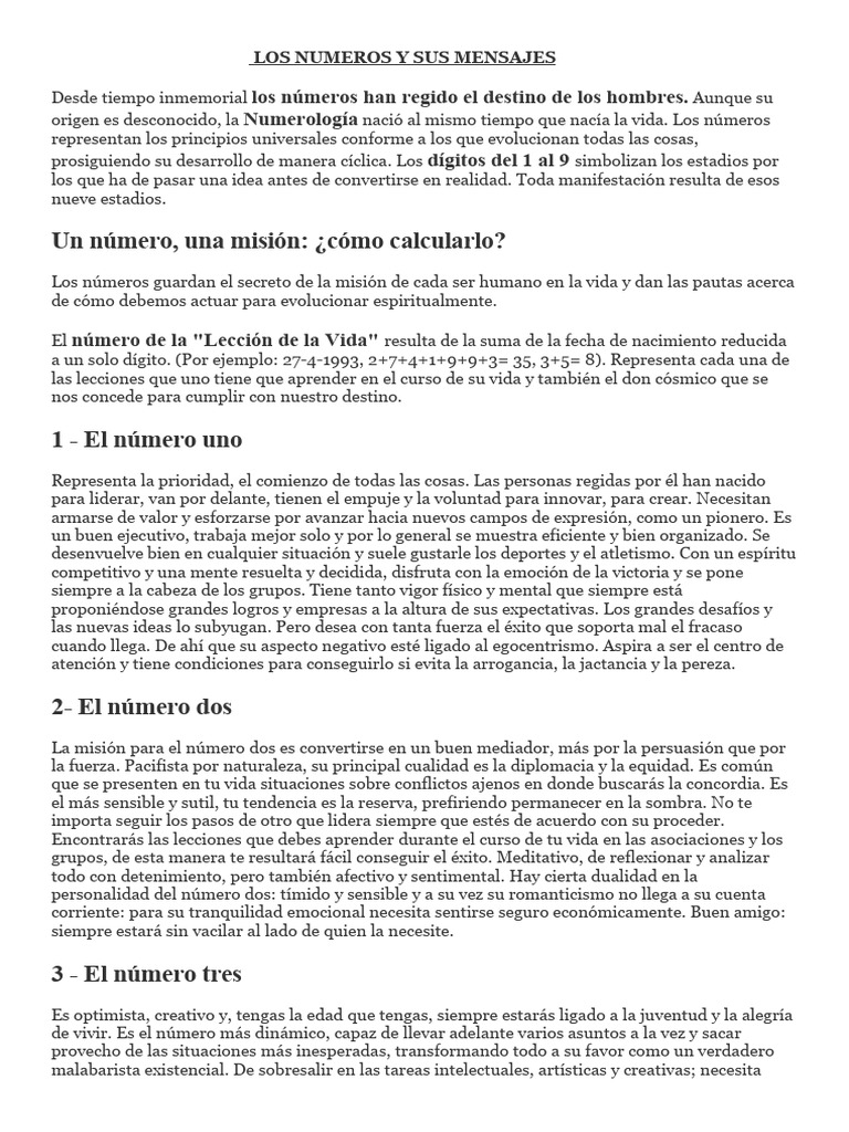 Los Numeros y Sus Mensajes | PDF | Sincronicidad | Amor