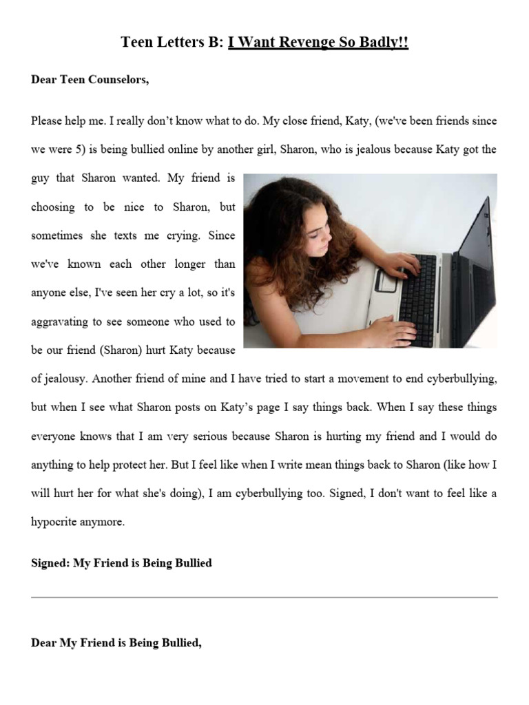 Teen Letters 3 | PDF | Bullying | Cyberbullying