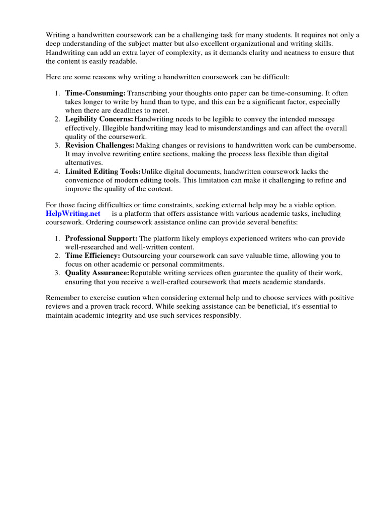 Handwritten Coursework | PDF