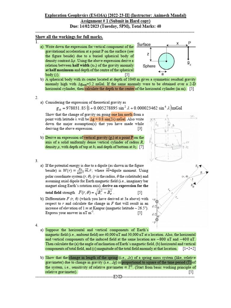 Exploration Geophysics Assignment 1 | PDF | Physical Quantities ...
