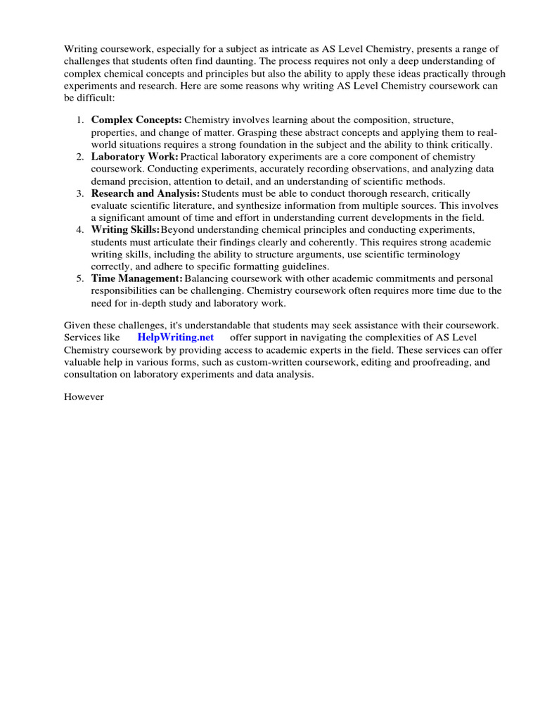 AS Level Chemistry Coursework Challenges | PDF | Experiment | Gce ...