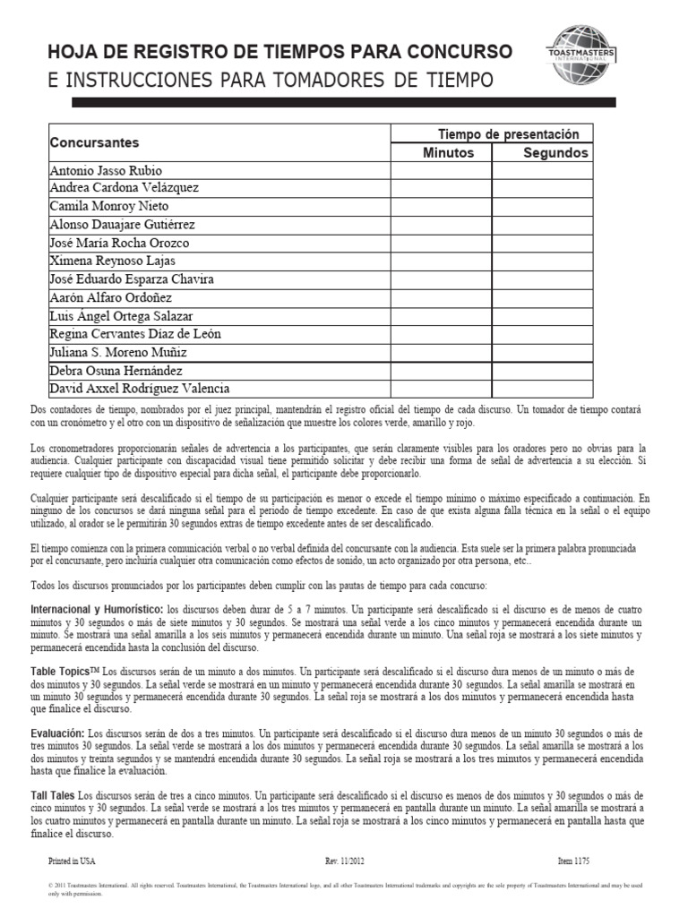 SP1175 Registro de Tiempos - Cronometrador | PDF