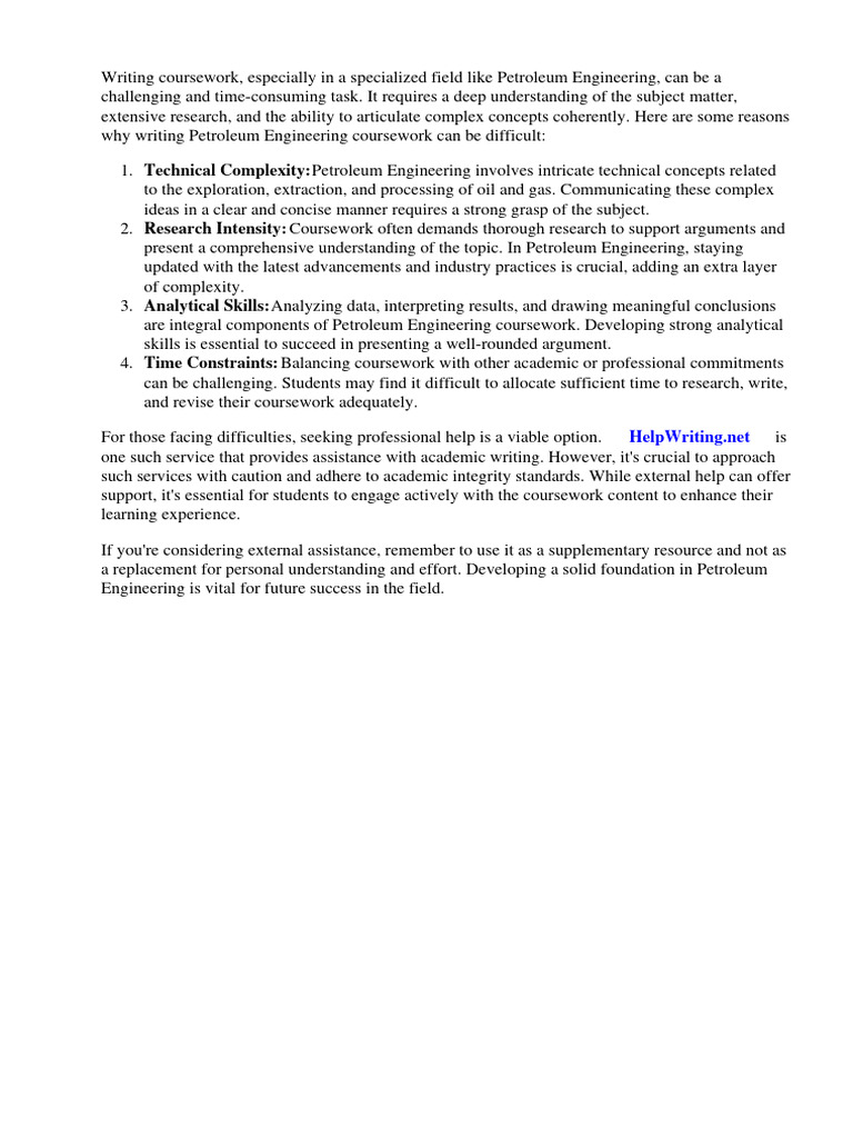 Petroleum Engineering Coursework | PDF