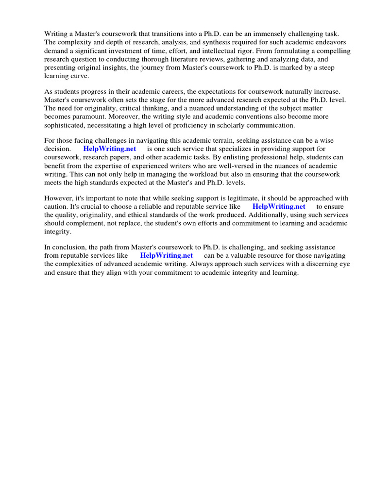 Master Coursework To PHD | PDF | Thesis | Postgraduate Education