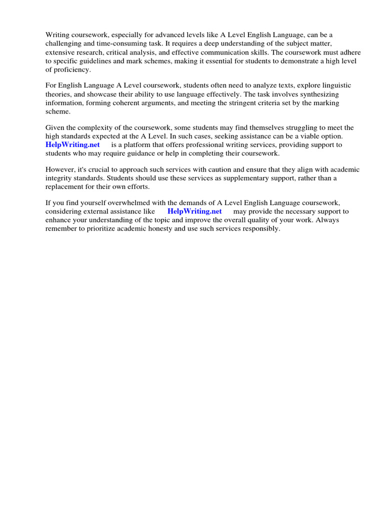 English Language A Level Coursework Mark Scheme | PDF | Citation | Apa ...