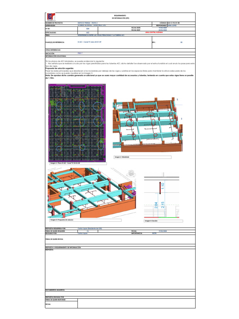 ADM RFI 024 Interferencia Entre Las Vigas Peraltadas y La Tubería ACI | PDF