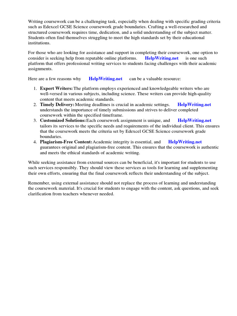 Edexcel Gcse Science Coursework Grade Boundaries | PDF | Qualifications | Student Assessment And ...
