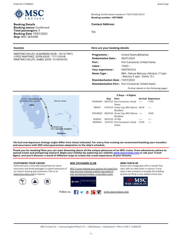 Booking Confirmation For Alejandra Martinezkelley 45710030 | PDF ...