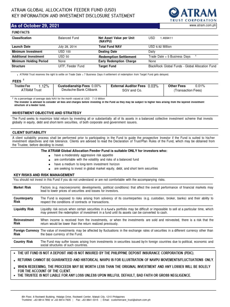 ATRAM GLOBAL ALLOCATION FEEDER FUND KIIDS (USD) - Oct 2021 | PDF ...