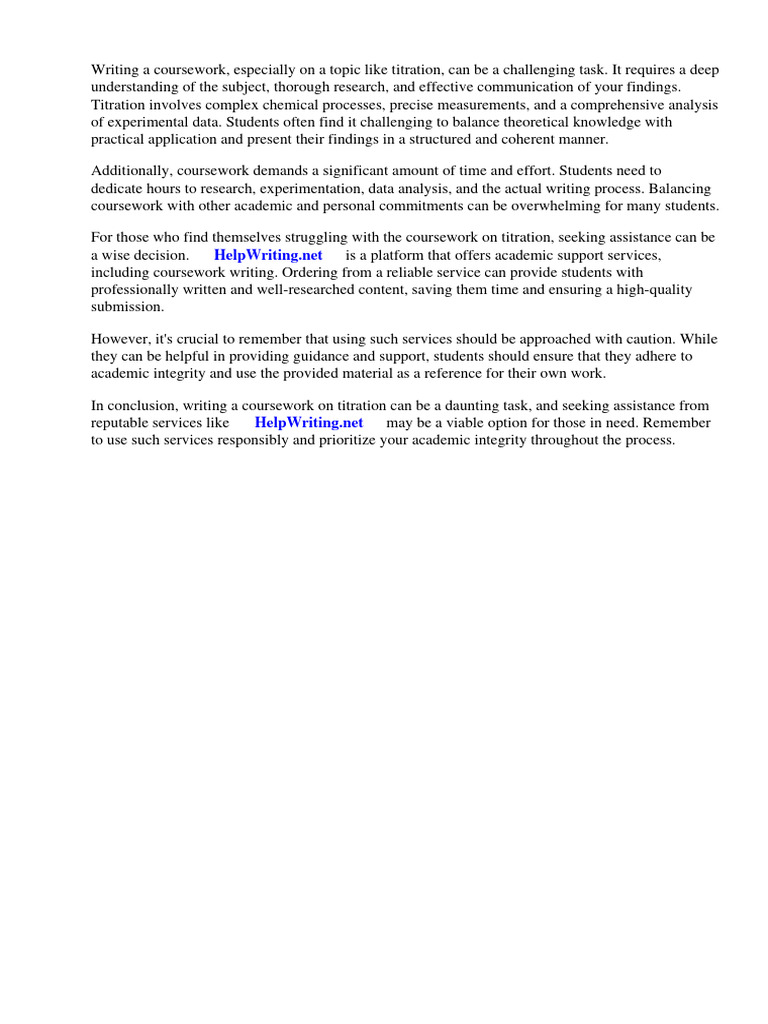 Coursework Titration | PDF | Titration | Chemistry
