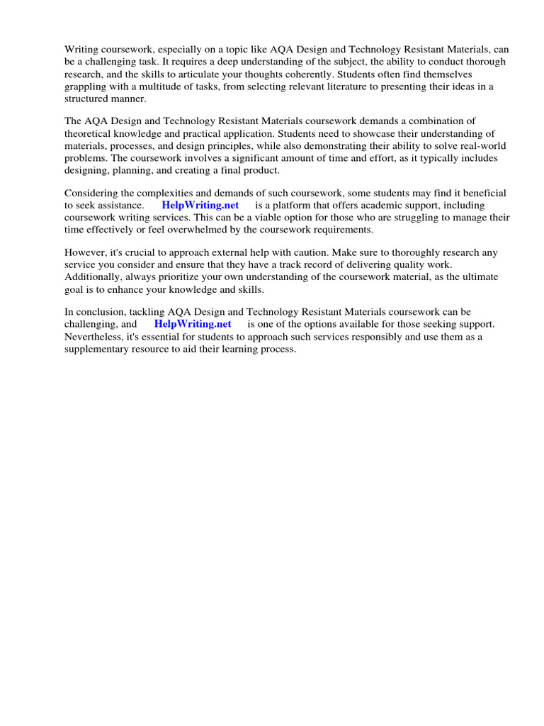 Aqa Design and Technology Resistant Materials Coursework | PDF | Http ...