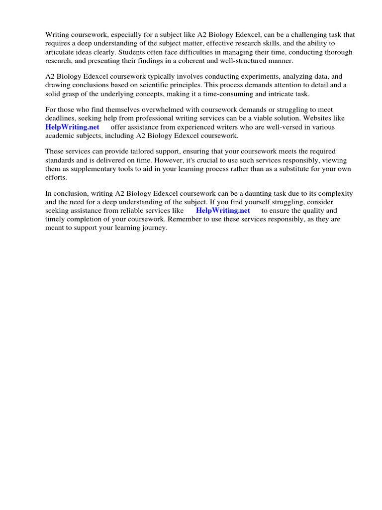 Examples of A2 Biology Edexcel Coursework | PDF | Gce Advanced Level ...