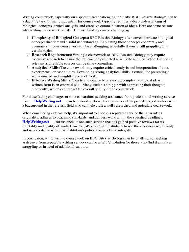 BBC Bitesize Biology Coursework | PDF | Ph | Enzyme Assay