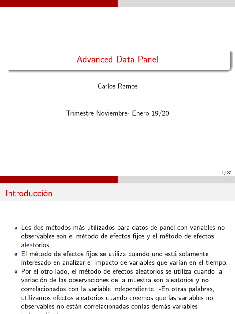 Advances Data Panel | PDF | Mínimos cuadrados ordinarios | Interpolación