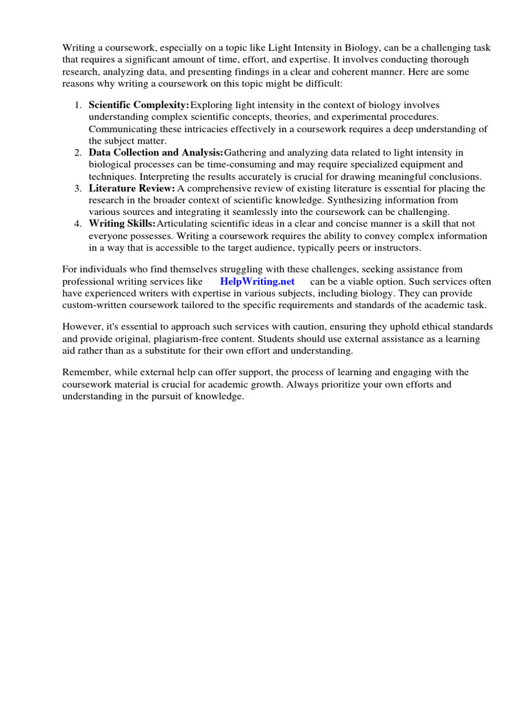 Light Intensity Biology Coursework | PDF | Photosynthesis | Chemistry