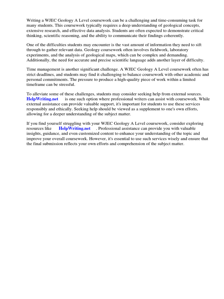 Wjec Geology A Level Coursework | PDF
