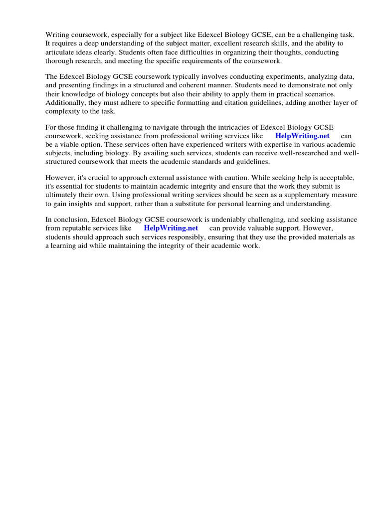 Edexcel Biology Gcse Coursework | PDF