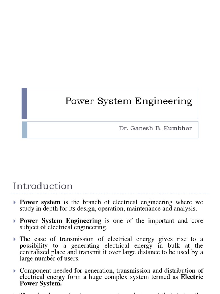 Power System Engineering Lecture 1 | PDF | Electric Power System | High ...