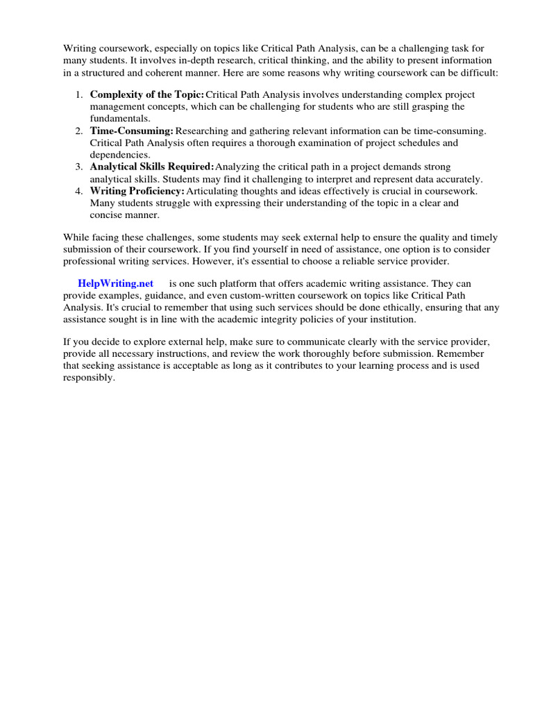 Critical Path Analysis Coursework Examples | PDF | Project Management Critical Path Analysis Coursework Examples | PDF | Project Management