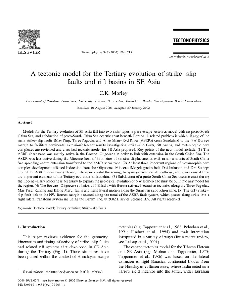 A Tectonic Model For The Tertiary Evolution of Strike-Slip Faults and ...