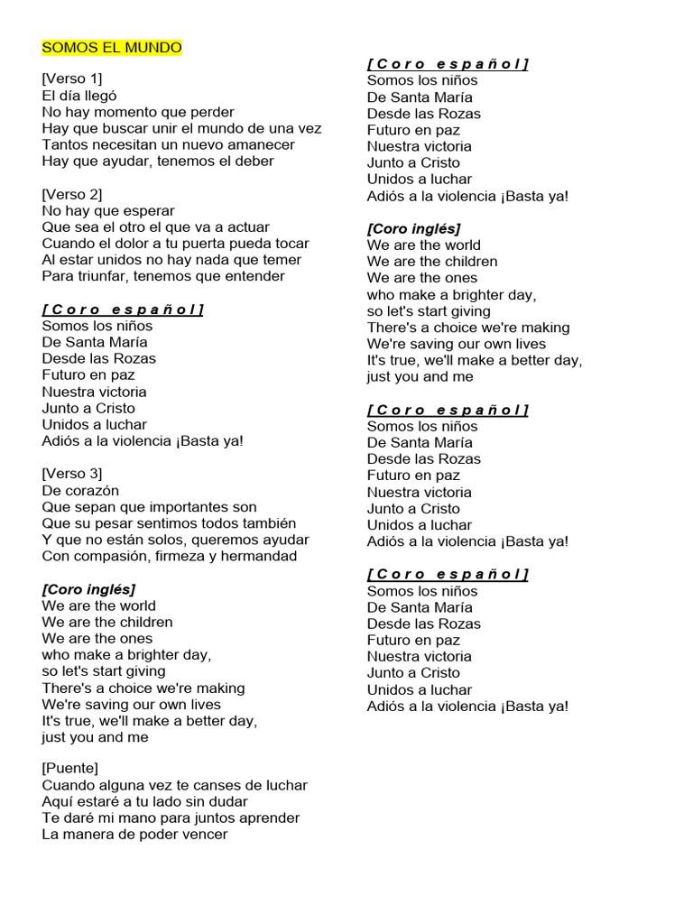 Somos El Mundo | PDF