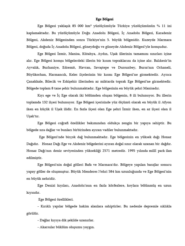 Ege Bölgesi | PDF