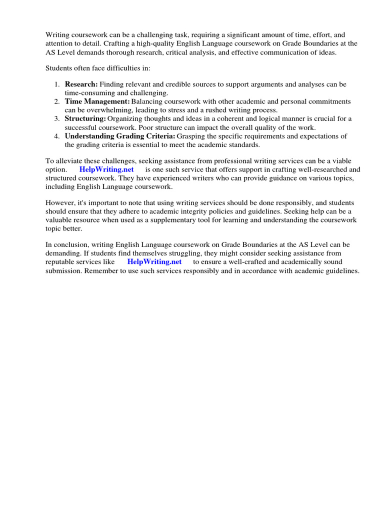 English Language Coursework Grade Boundaries As Level | PDF ...