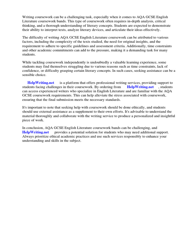 Aqa Gcse English Literature Coursework Bands | Download Free PDF ... Aqa Gcse English Literature Coursework Bands | Download Free PDF ...