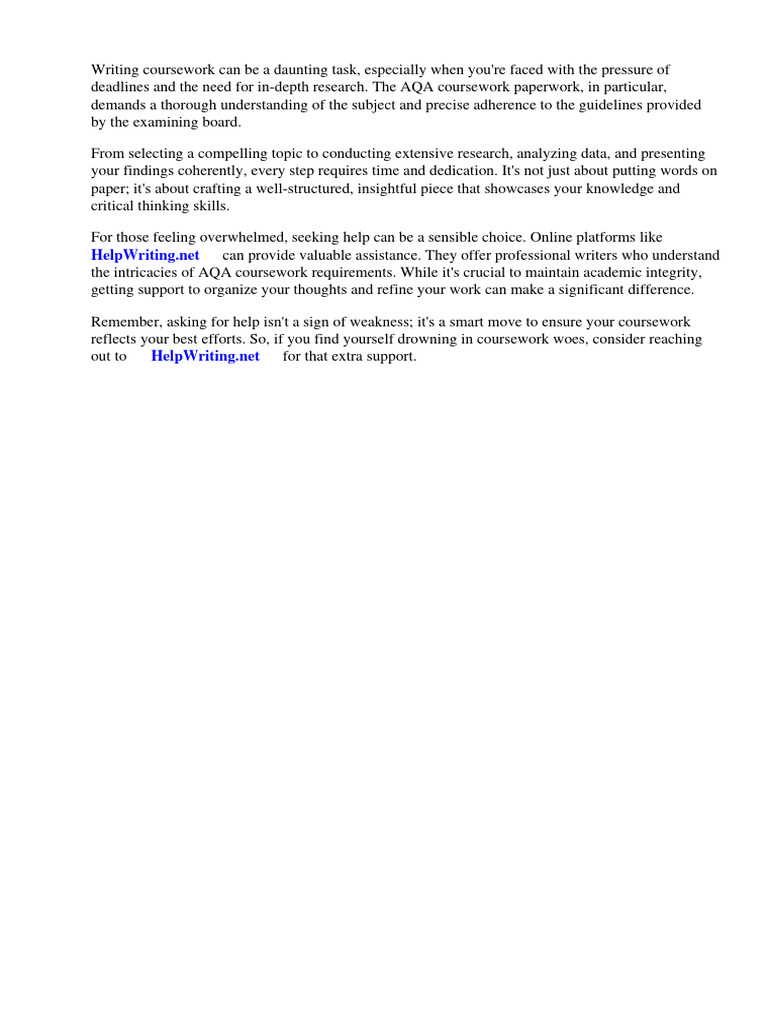 Aqa Coursework Paperwork | PDF
