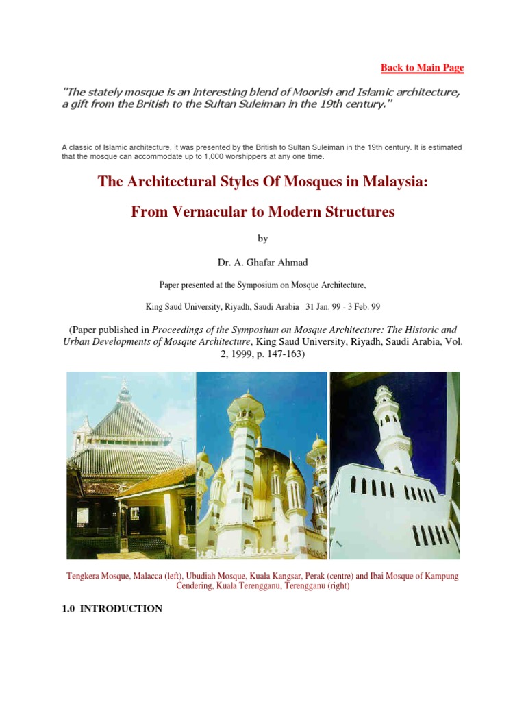 The Architectural Styles of Mosques in Malaysia | PDF | Malaysia | Mosque