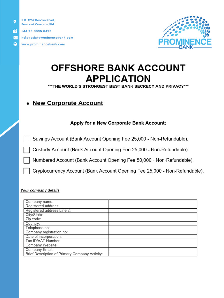 Prominence Bank Bank Account Application Business | Download Free PDF ...