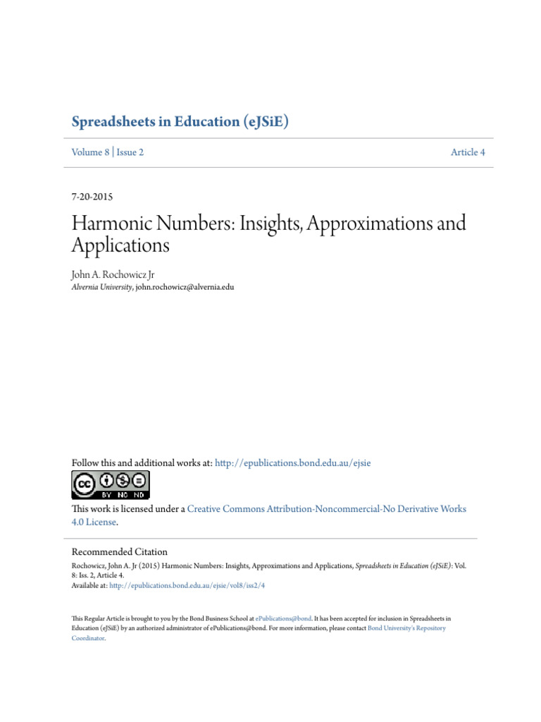 4633 Harmonic Numbers Insights Approximations and Applications | PDF | Mean | Mathematics