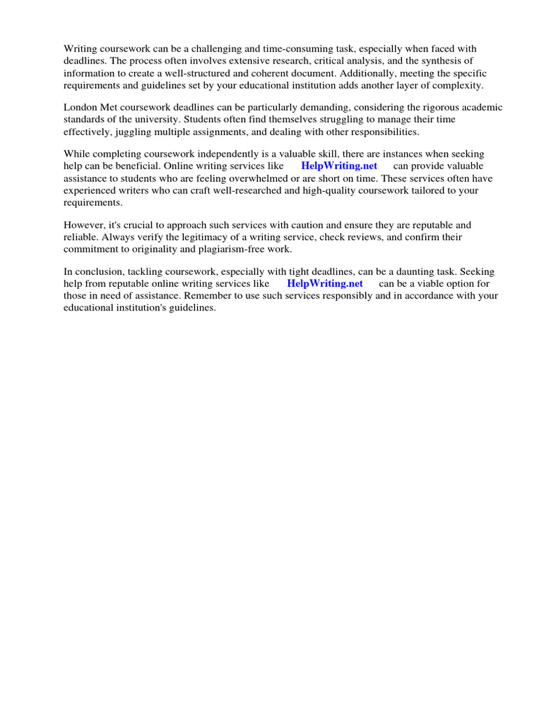 London Met Coursework Deadlines | PDF | London